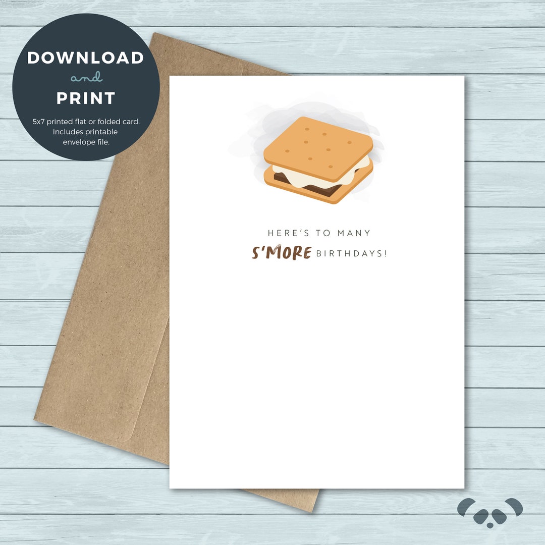 Printable Birthday Card | S'mores, Smores, Marshmallow, Chocolate ...