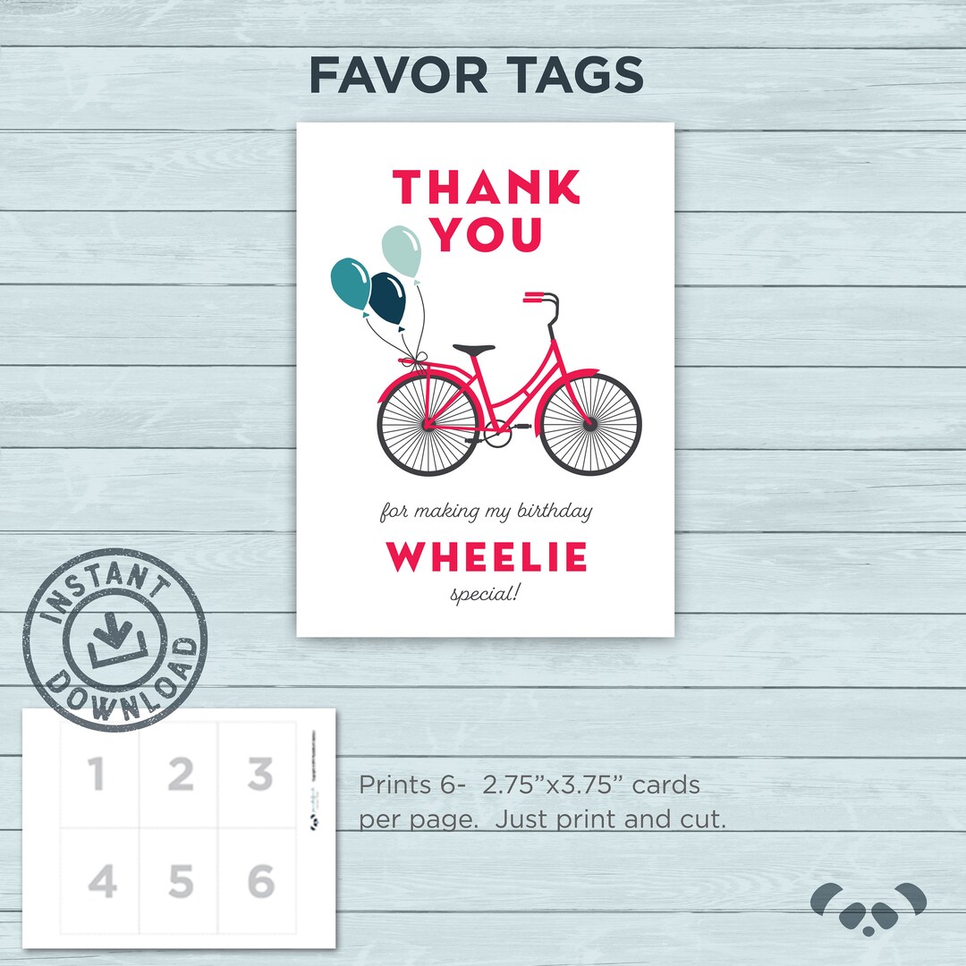 Bicycle Bike Printable Party Favor Tags | Instant Download Bicycle Bike ...