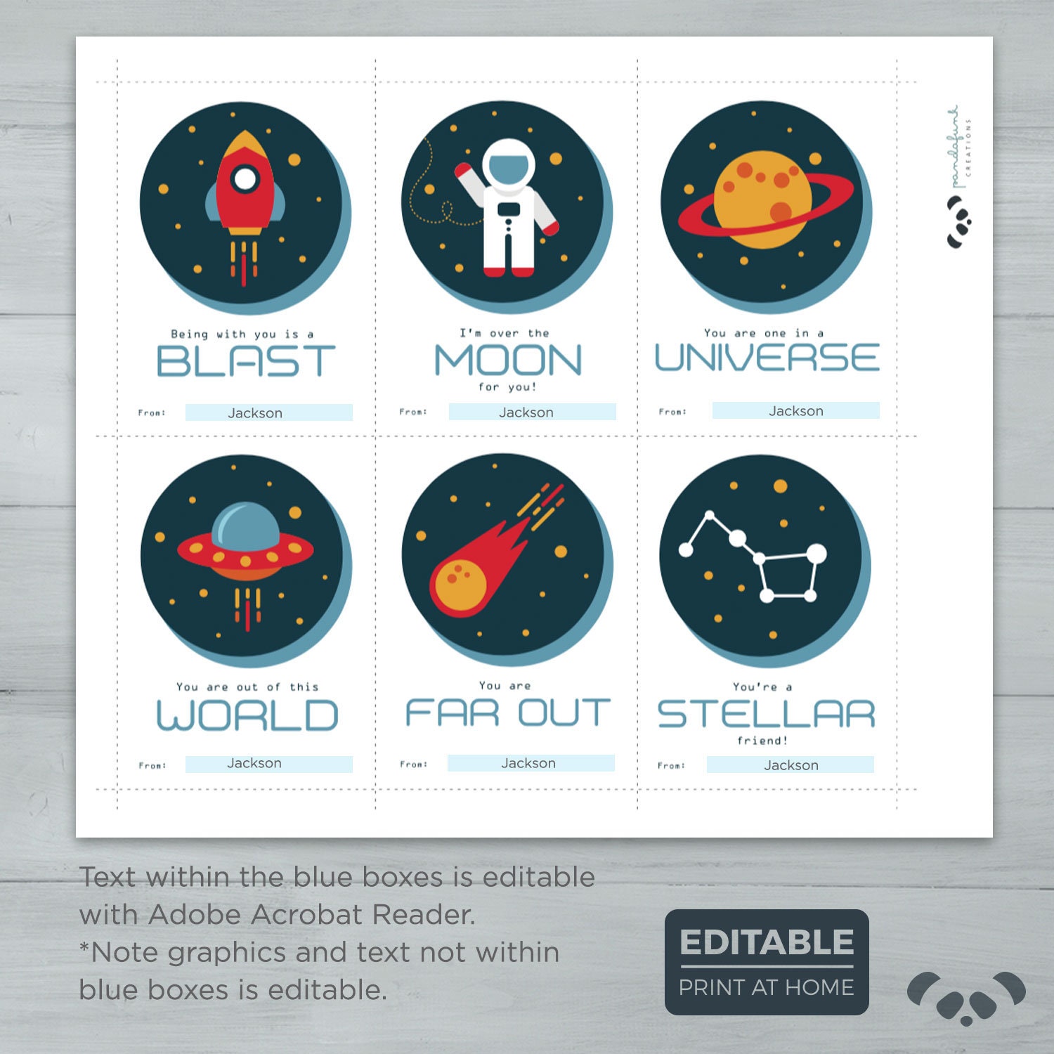 Kids Valentine Cards Outerspace Outer Space Valentines - Etsy