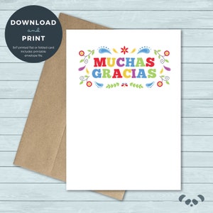 Printable Thank You Card | Muchas Gracias Spanish Thank You Greeting ...