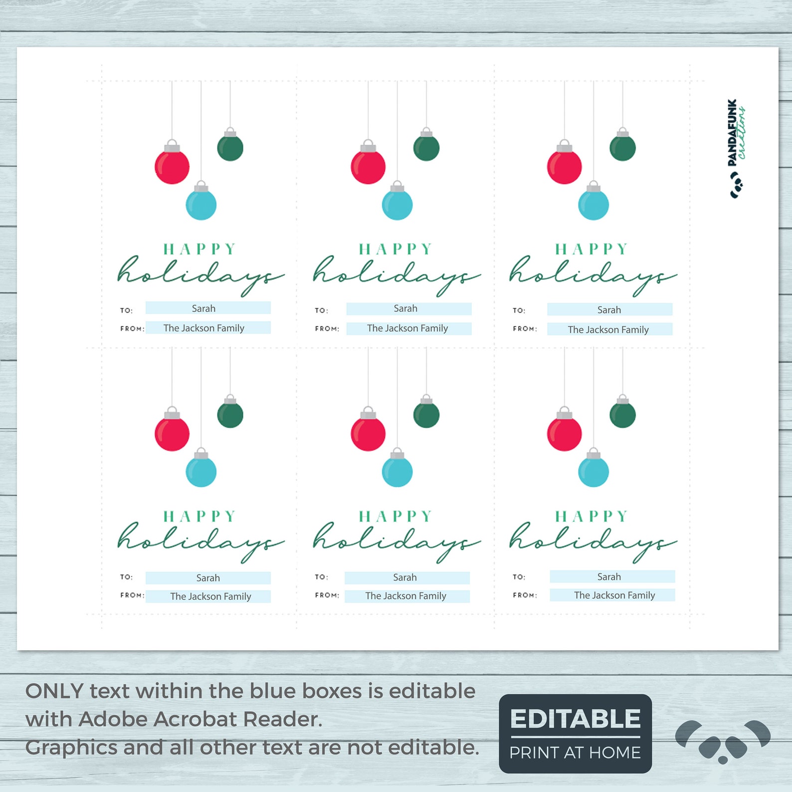 Printable Christmas Gift Tags | Christmas Ornaments Bulbs Holiday Gift ...