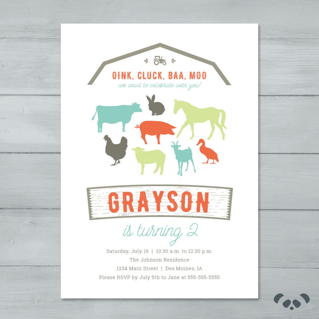 Barnyard Birthday Party Invitation | Farm Animal Birthday Invite | Cow ...