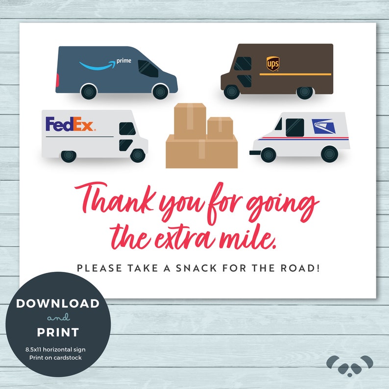 Printable Thank You Sign for Delivery Persons | Amazon Prime, Fedex ...
