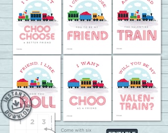 Kids Valentine Cards | INSTANT DOWNLOAD | Trains, Steam Engine, Choo ...