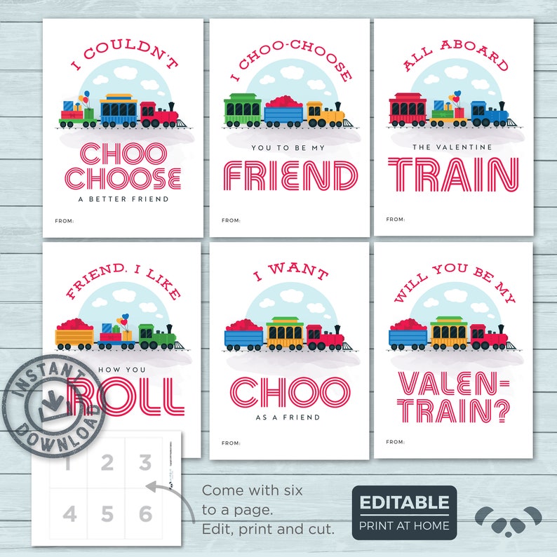 Kids Valentine Cards | Train Choo Choo Valentines | Train Classroom ...