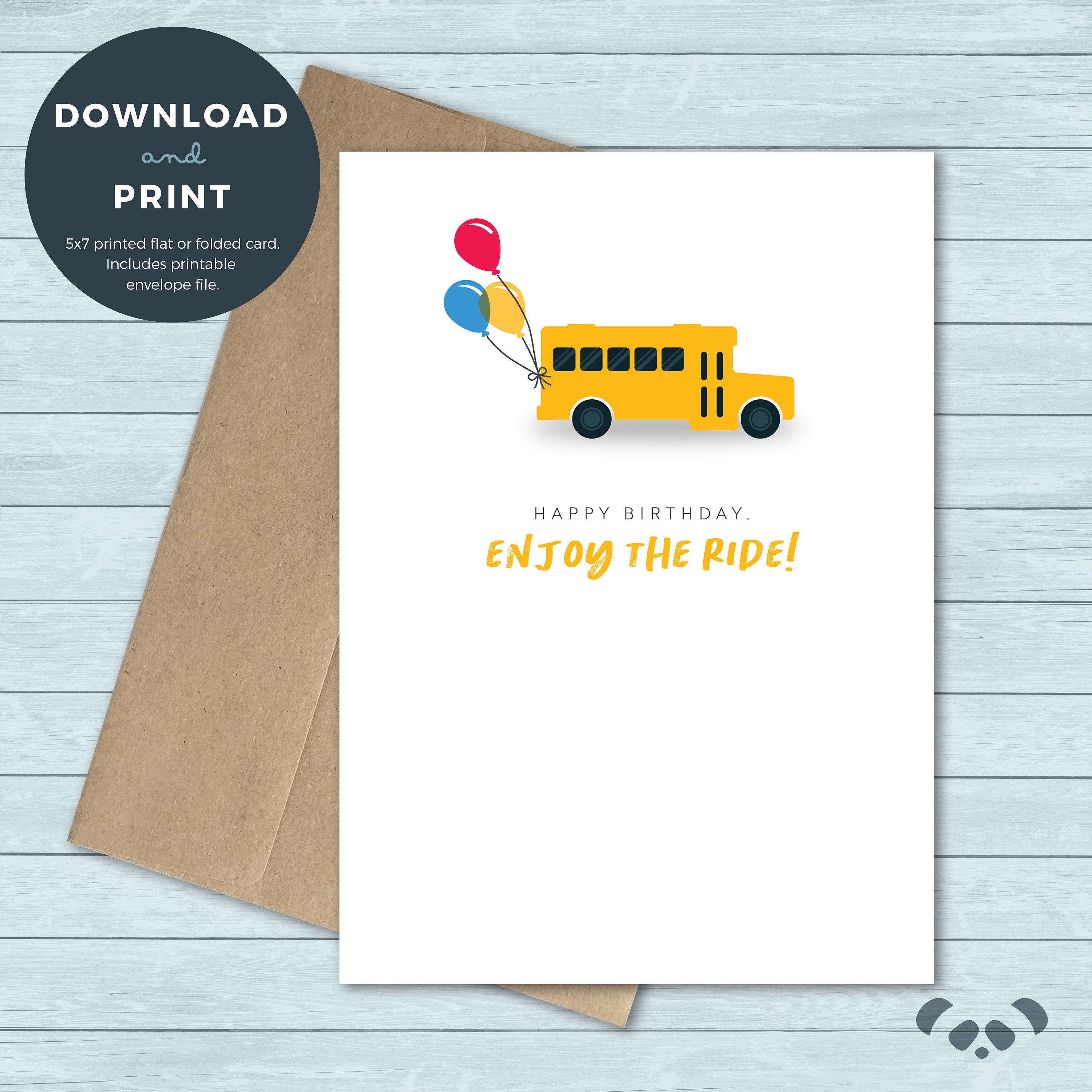 Printable Birthday Card | Bus, School Bus, Party Bus, Balloons Birthday ...