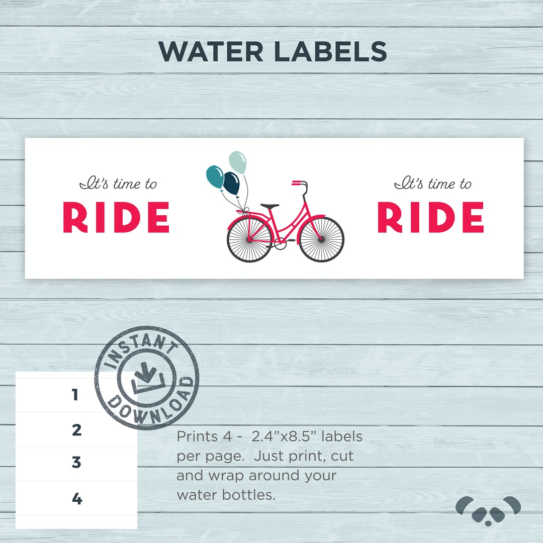 Bicycle Printable Water Labels | Instant Download Bicycle Bike Water ...