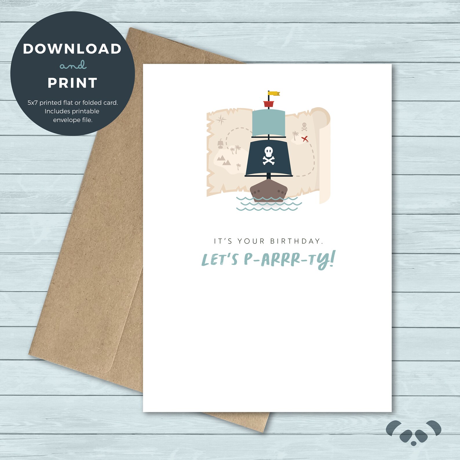 Printable Birthday Card Pirate Ship Treasure Map Birthday - Etsy