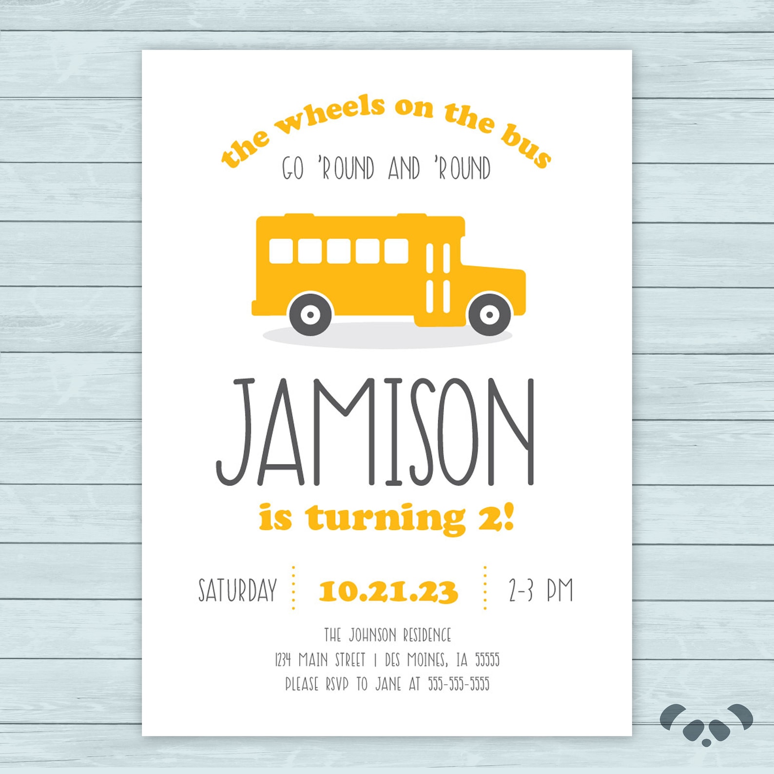 School Bus Birthday Party Invitation Bus Invite Yellow Bus - Etsy