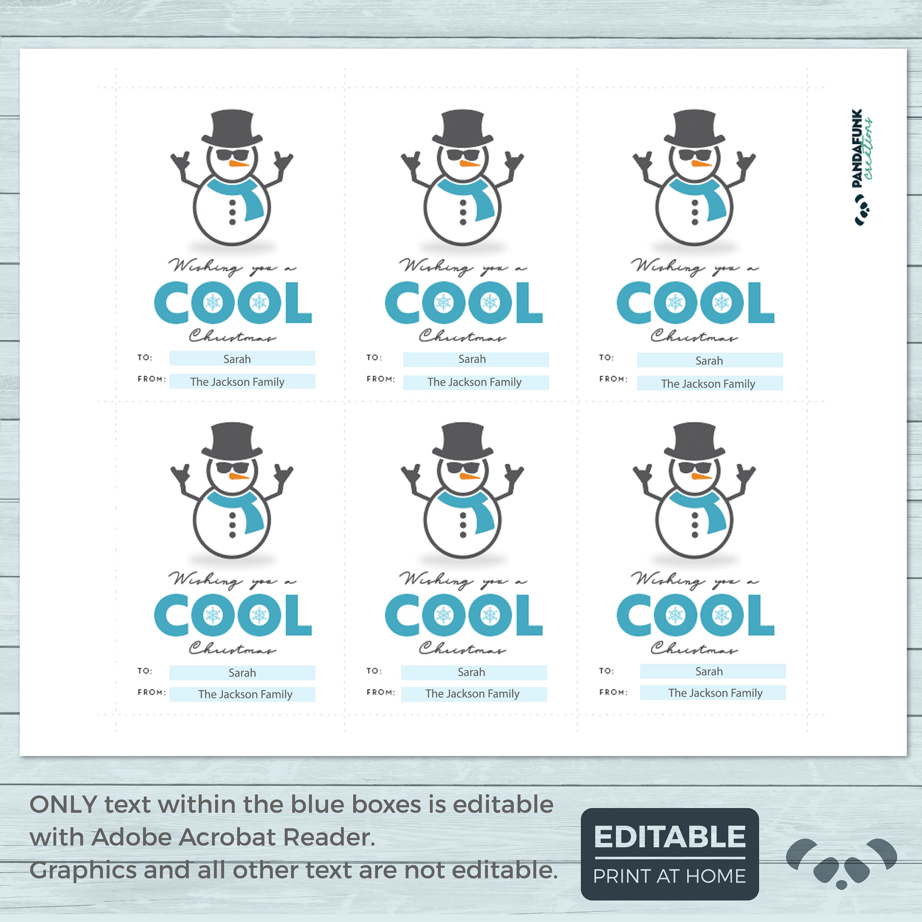 Printable Christmas Gift Tags | Snowman Cool Christmas Gift Tags ...