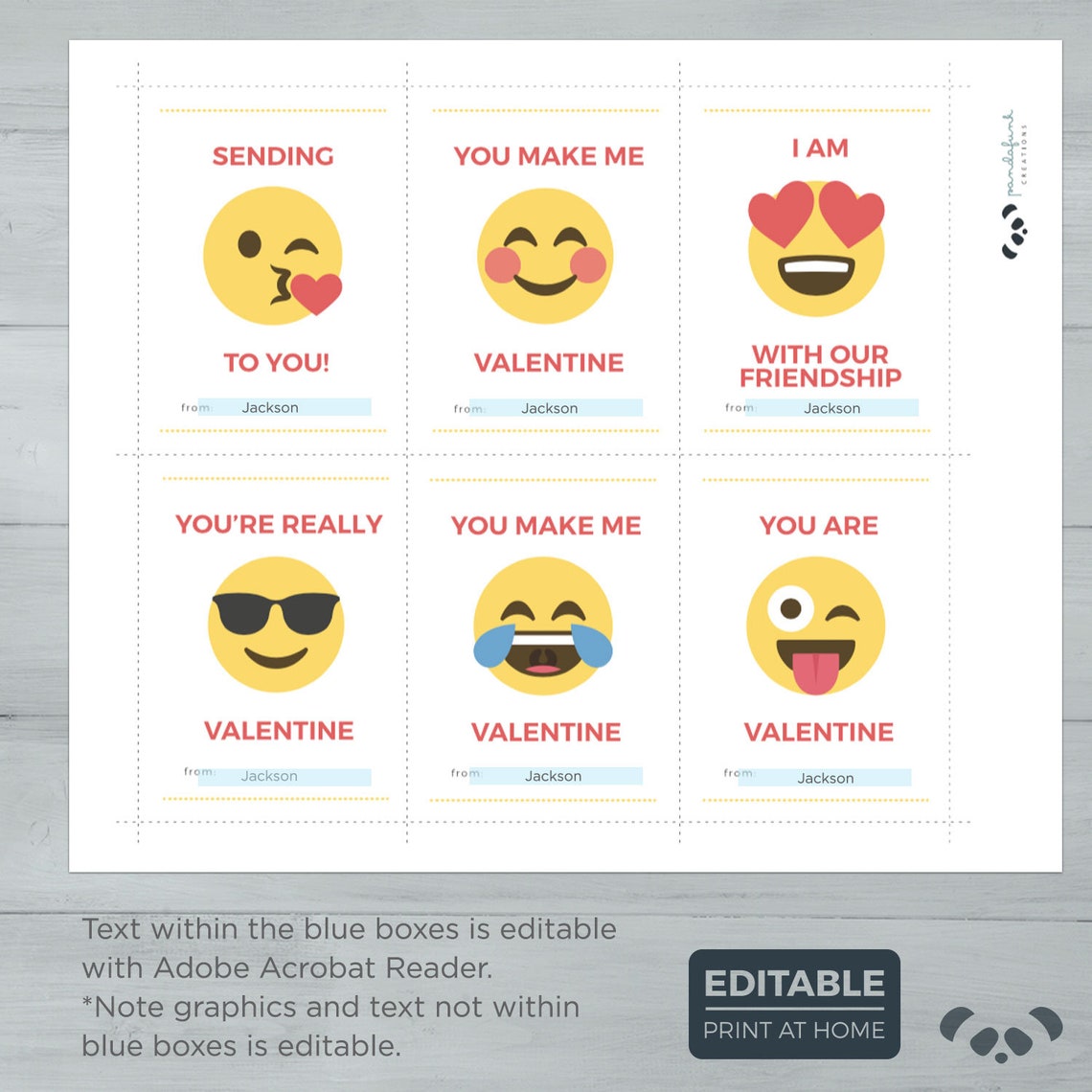 Kids Valentine Cards Emoji Valentines Cool Smile Love - Etsy