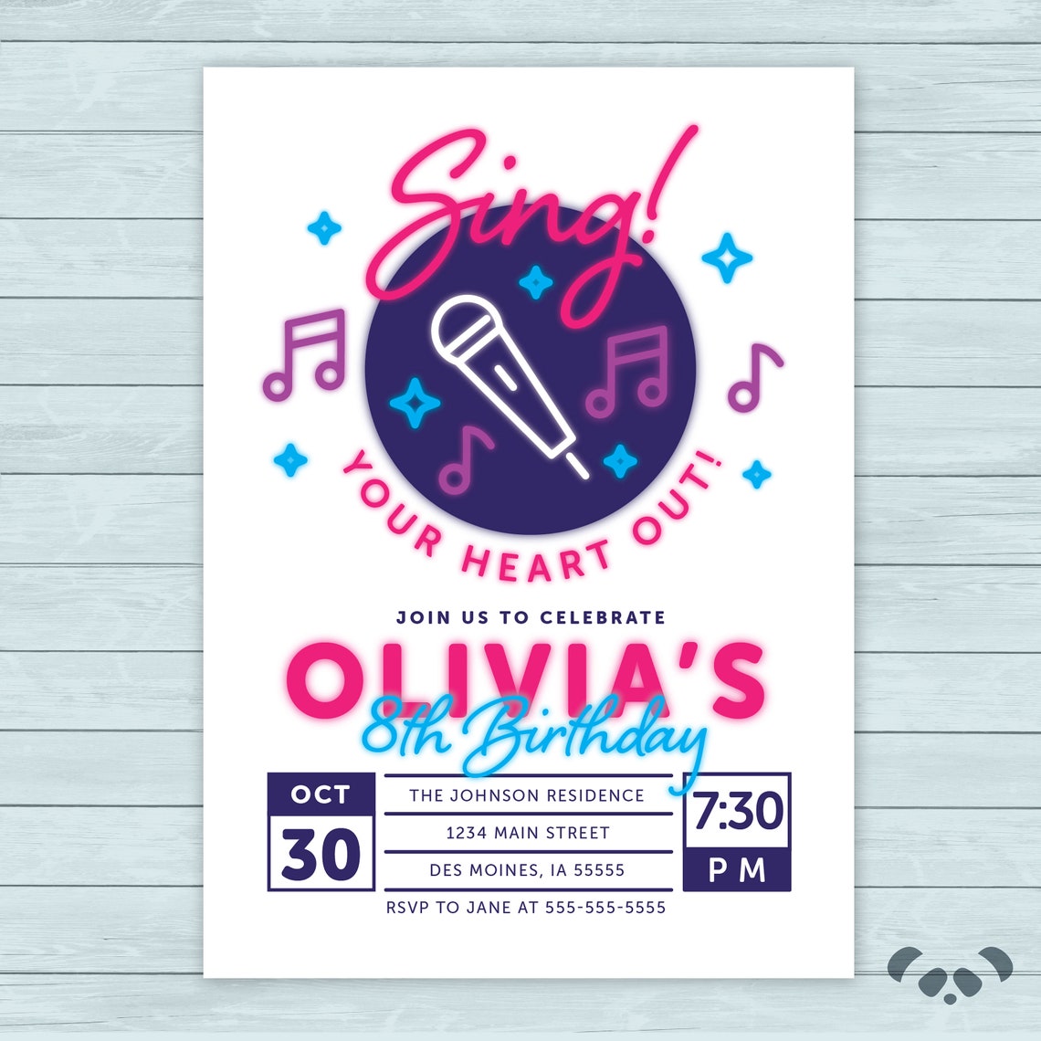 Sing Karaoke Birthday Party Invitation | Music Singing Birtnday Invite ...