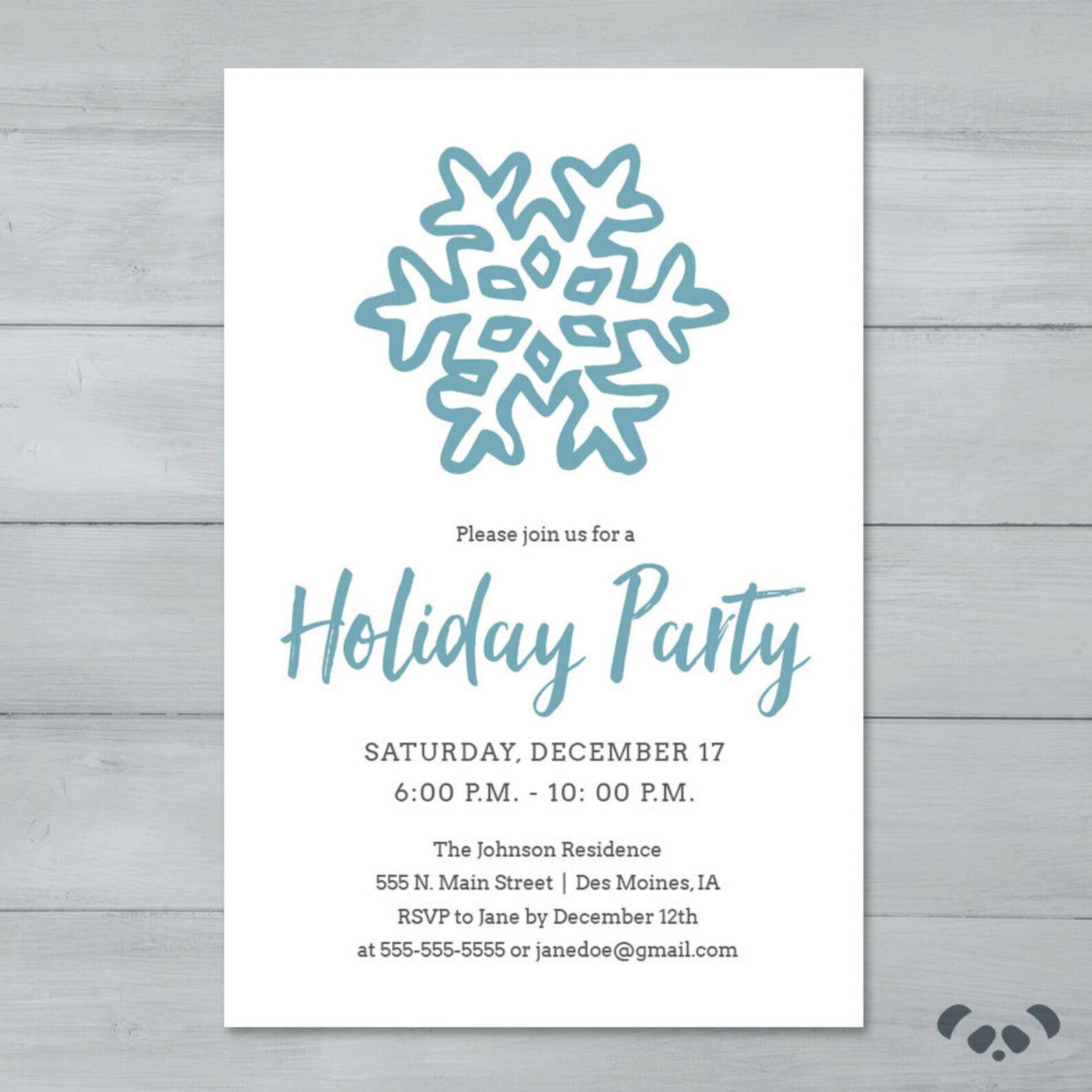 Snowflake Holiday Party Invitation Christmas Party Invitation Holiday ...