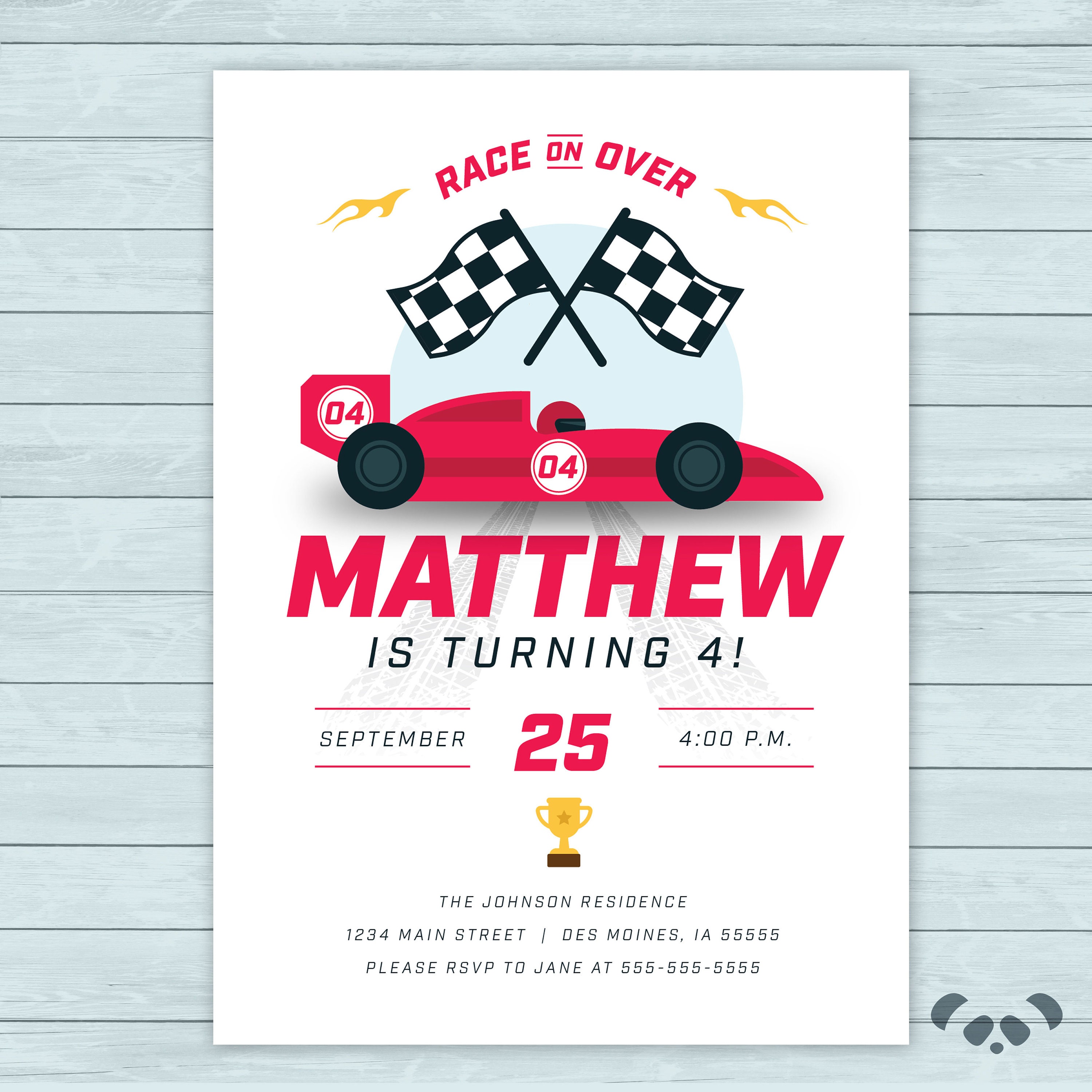 Race Car Birthday Invitation Racing Race Track Birthday | Etsy