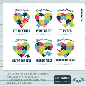 Kids Valentine Cards | Puzzle Piece Heart Valentines | Puzzle Piece ...