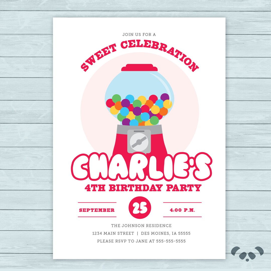 Gumball, Candy, Gum, Sweet Celebration Birthday Invitation | Gumball ...