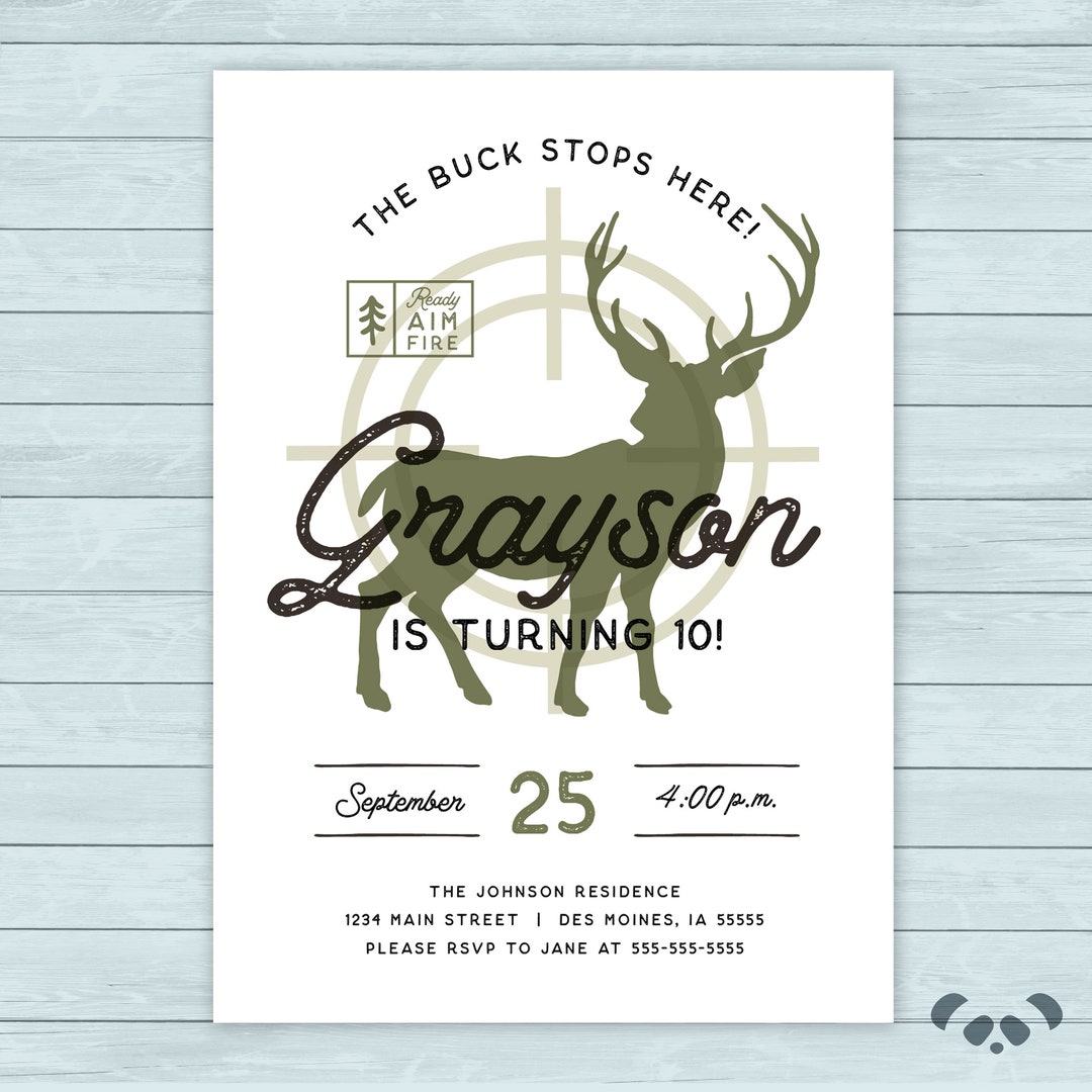 Deer Birthday Party Invitation | Hunting Birthday Invitation | Buck ...