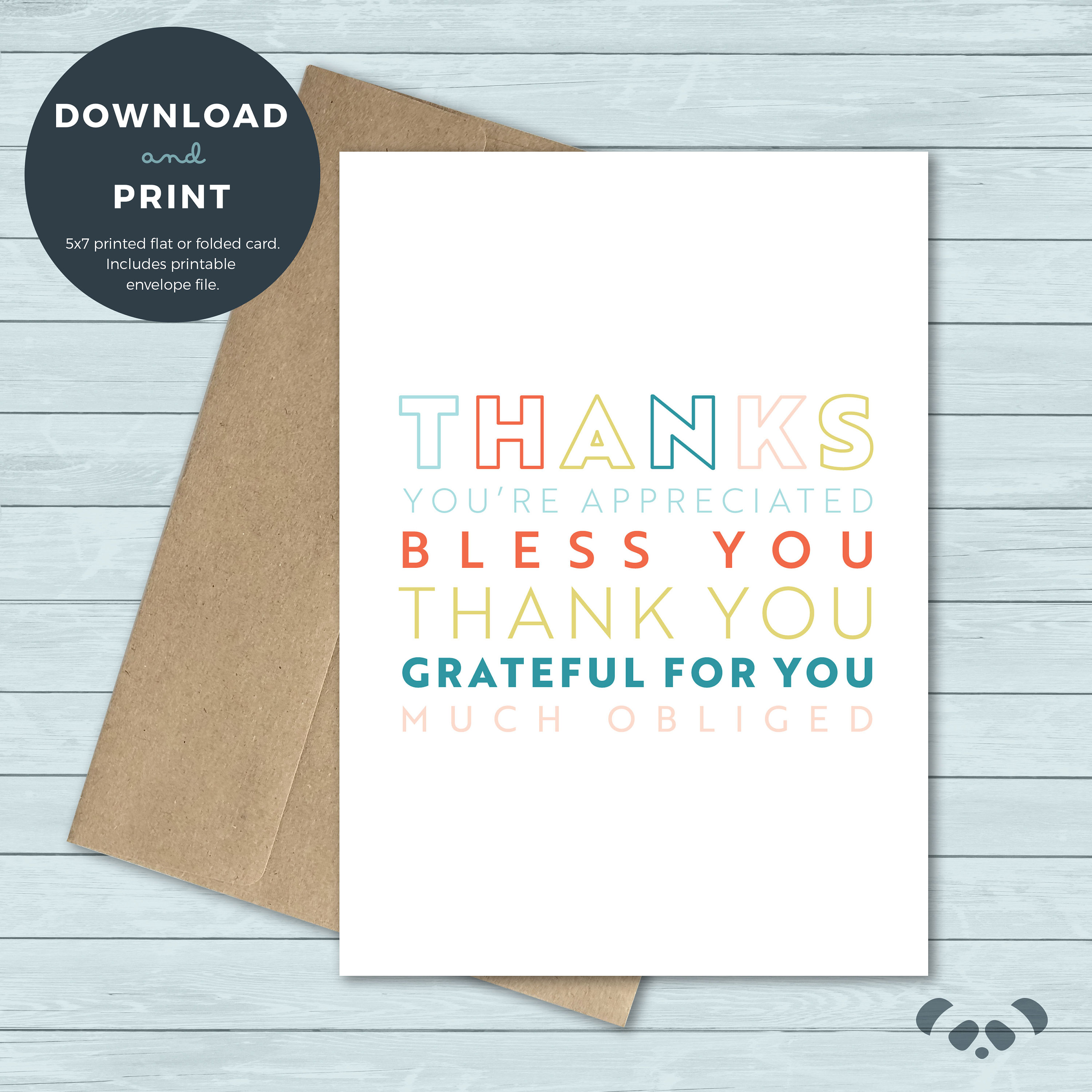 Printable Thank You Card Thanks You're Appreciated | Etsy