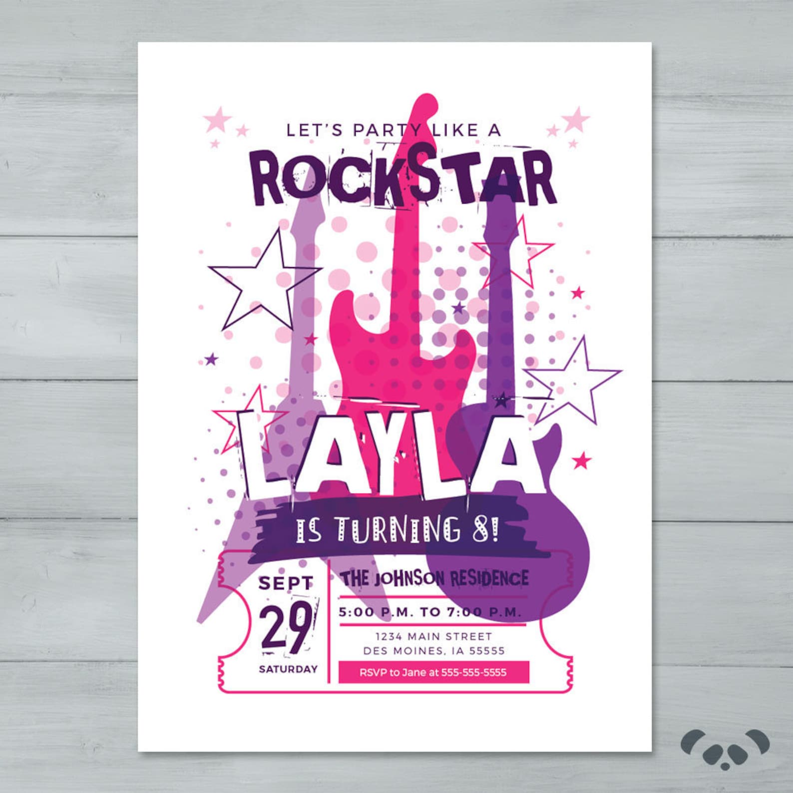 Rockstar Birthday Invitation | Popstar, Diva, Guitar, Rock N' Roll ...
