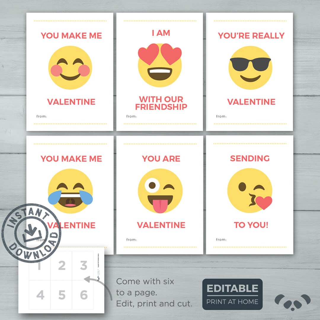 Kids Valentine Cards | Emoji Valentines | Cool, Smile, Love, Laugh ...