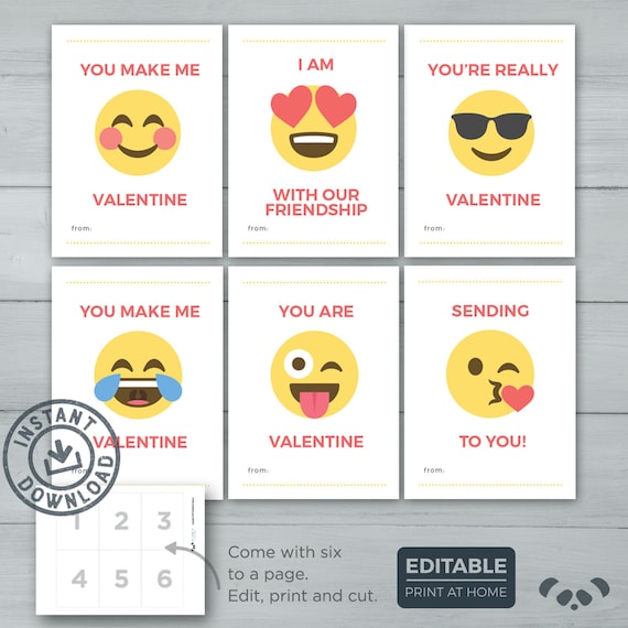 Emoji Valentine Cards Printable