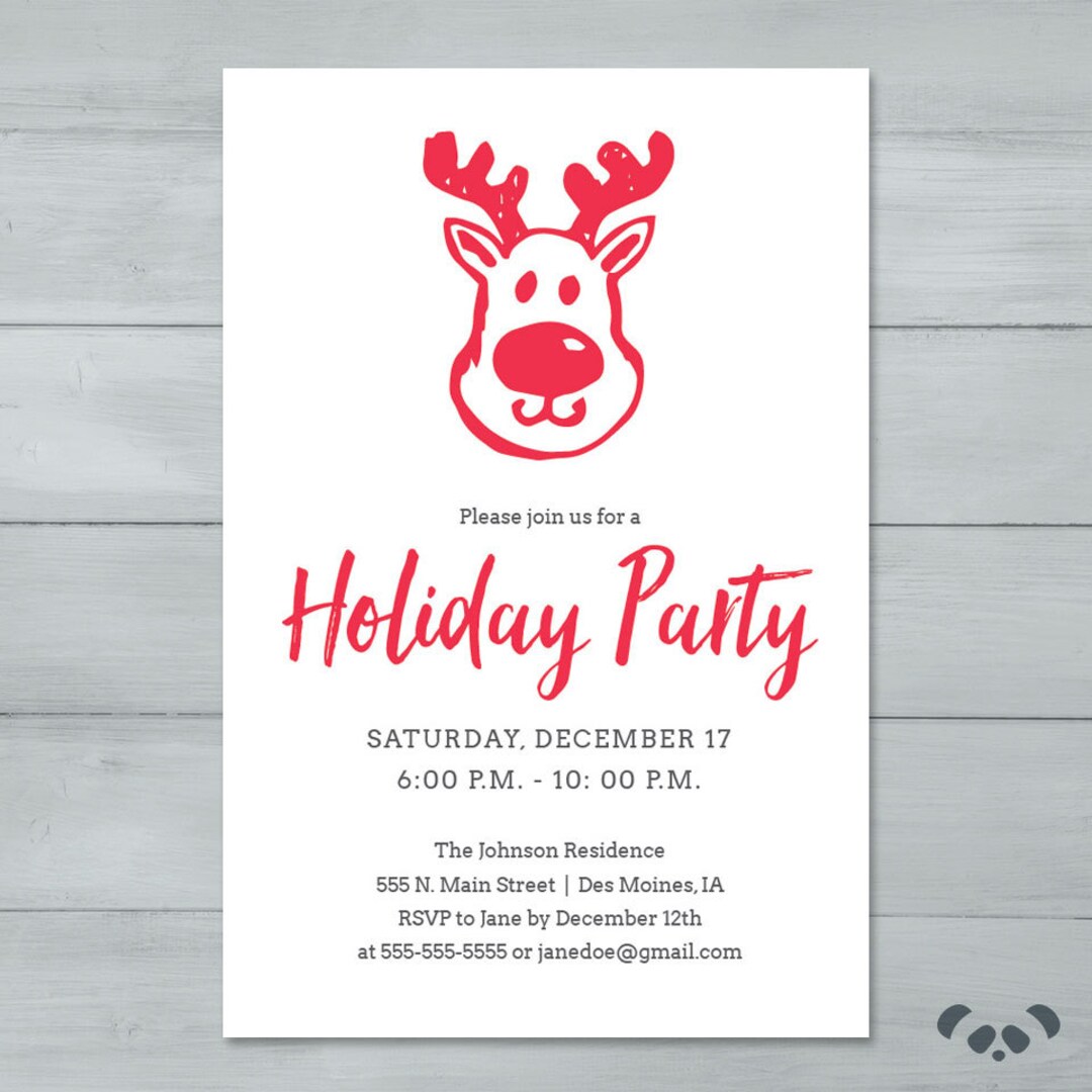 Rudolph Holiday Party Invitation | Christmas Party Invitation ...