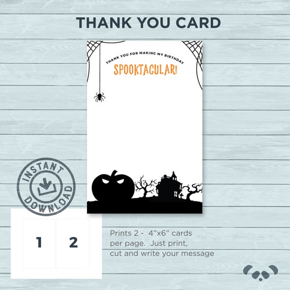 Halloween Printable Thank You Card Instant Download - Etsy