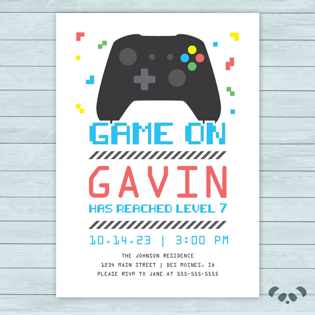 Gaming Video Games Birthday Invitation | Video Game Controller ...