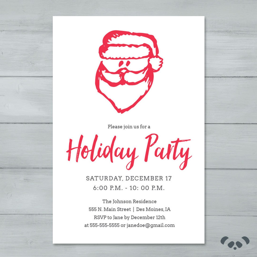 Santa Claus Holiday Party Invitation | Christmas Party Invitation ...