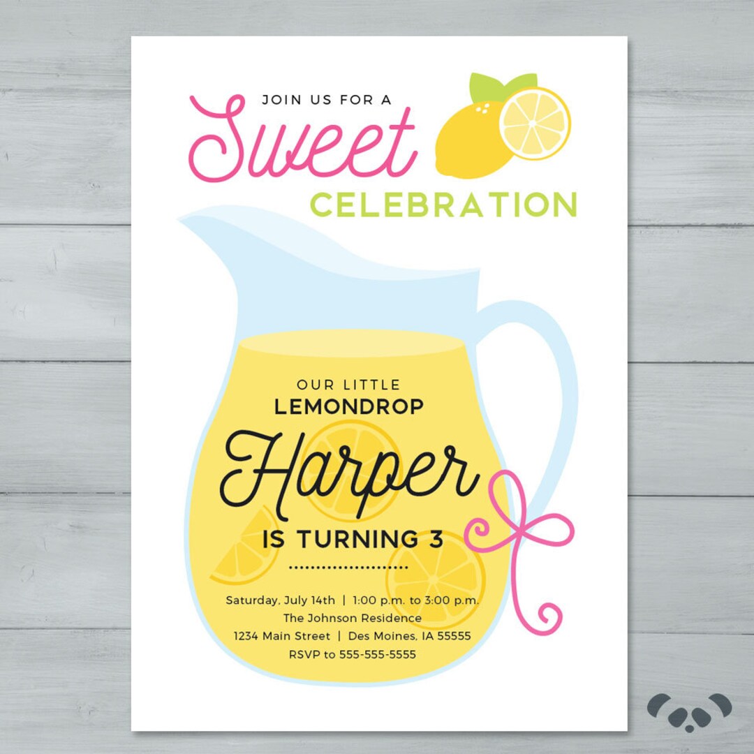 Lemon Birthday Invitation | Lemondrop Invite | Lemonade Invite | Sweet ...