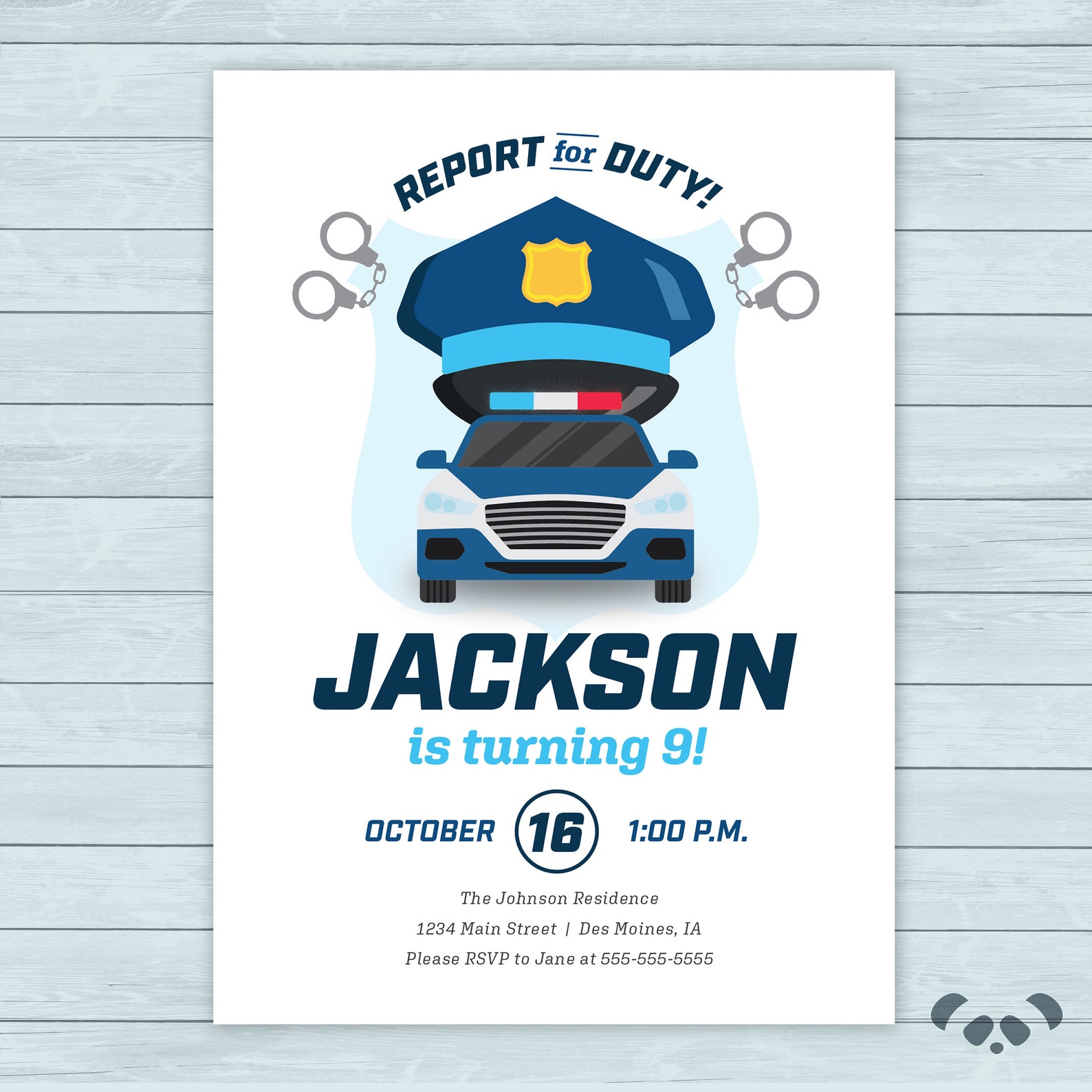 Police Officer Birthday Party Invitation | Police Cop Birthday Invite ...
