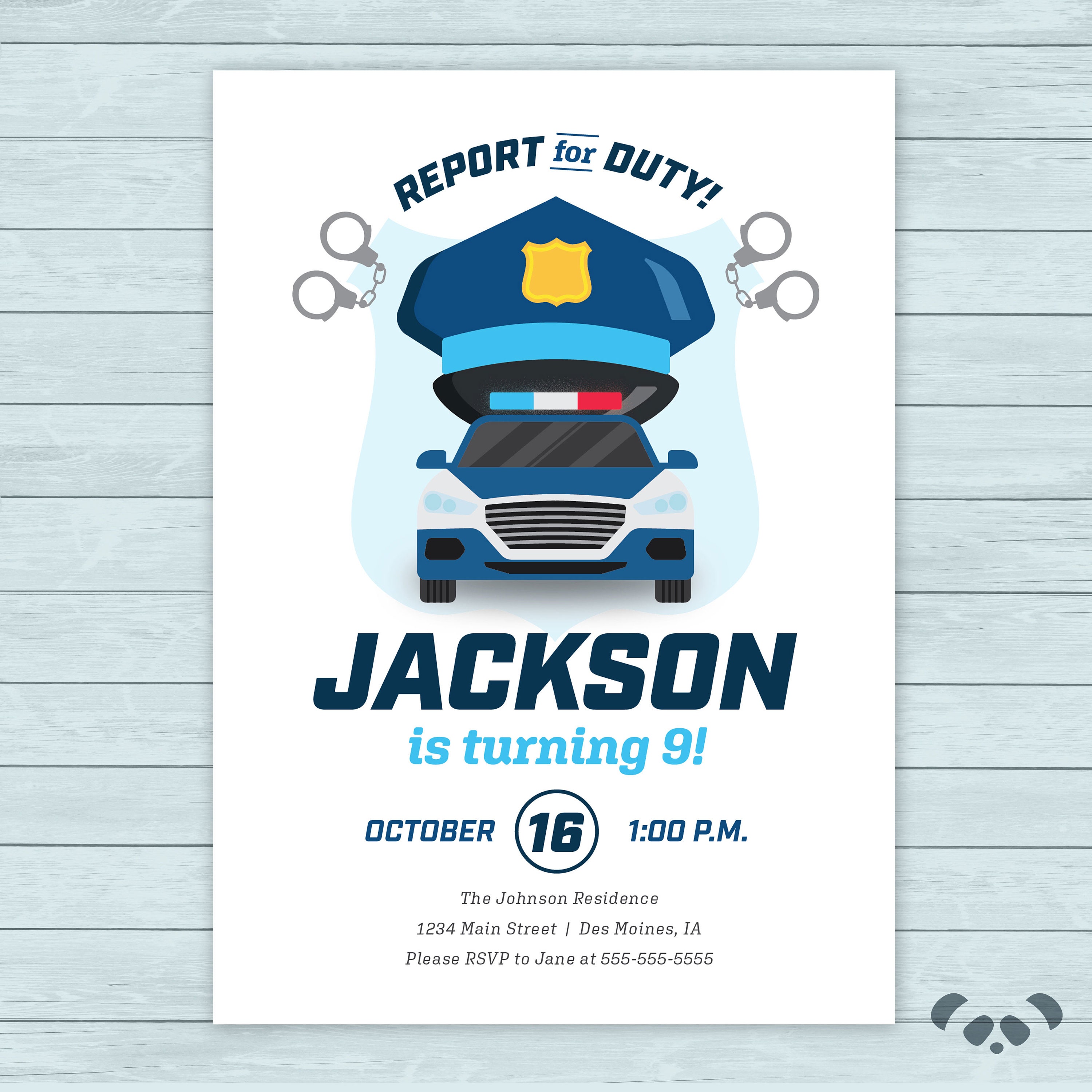 Police Officer Birthday Party Invitation Police Cop Birthday - Etsy