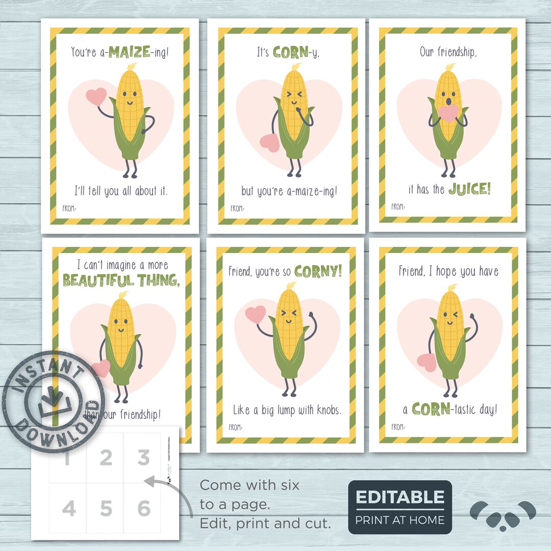 Kids Valentine Cards | It's Corn Valentines | Corn Viral Tiktok ...