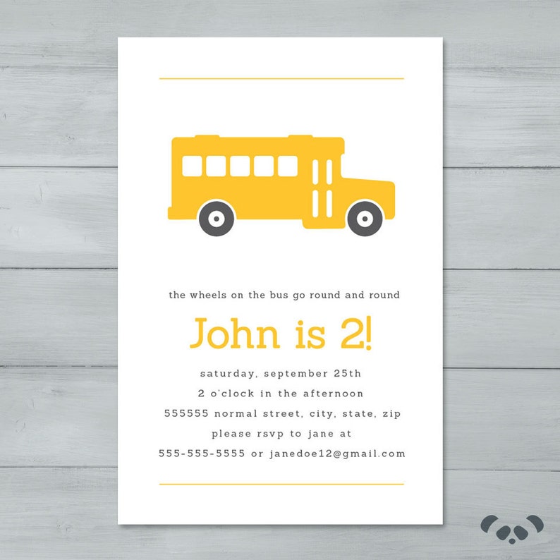 School Bus Birthday Party Invitation Bus Invite Bus | Etsy