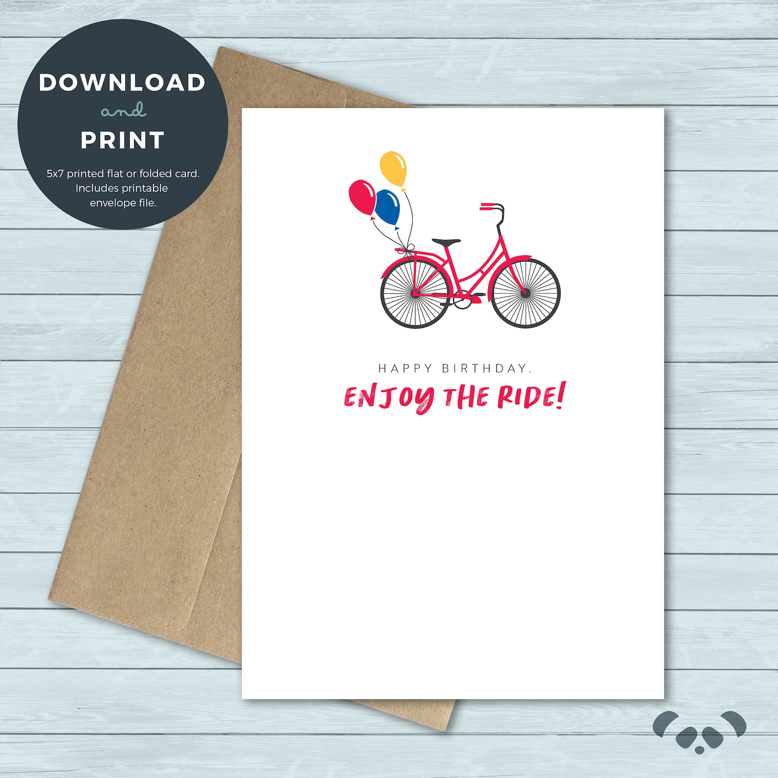 Printable Birthday Card Bicycle Bike Balloons Birthday - Etsy