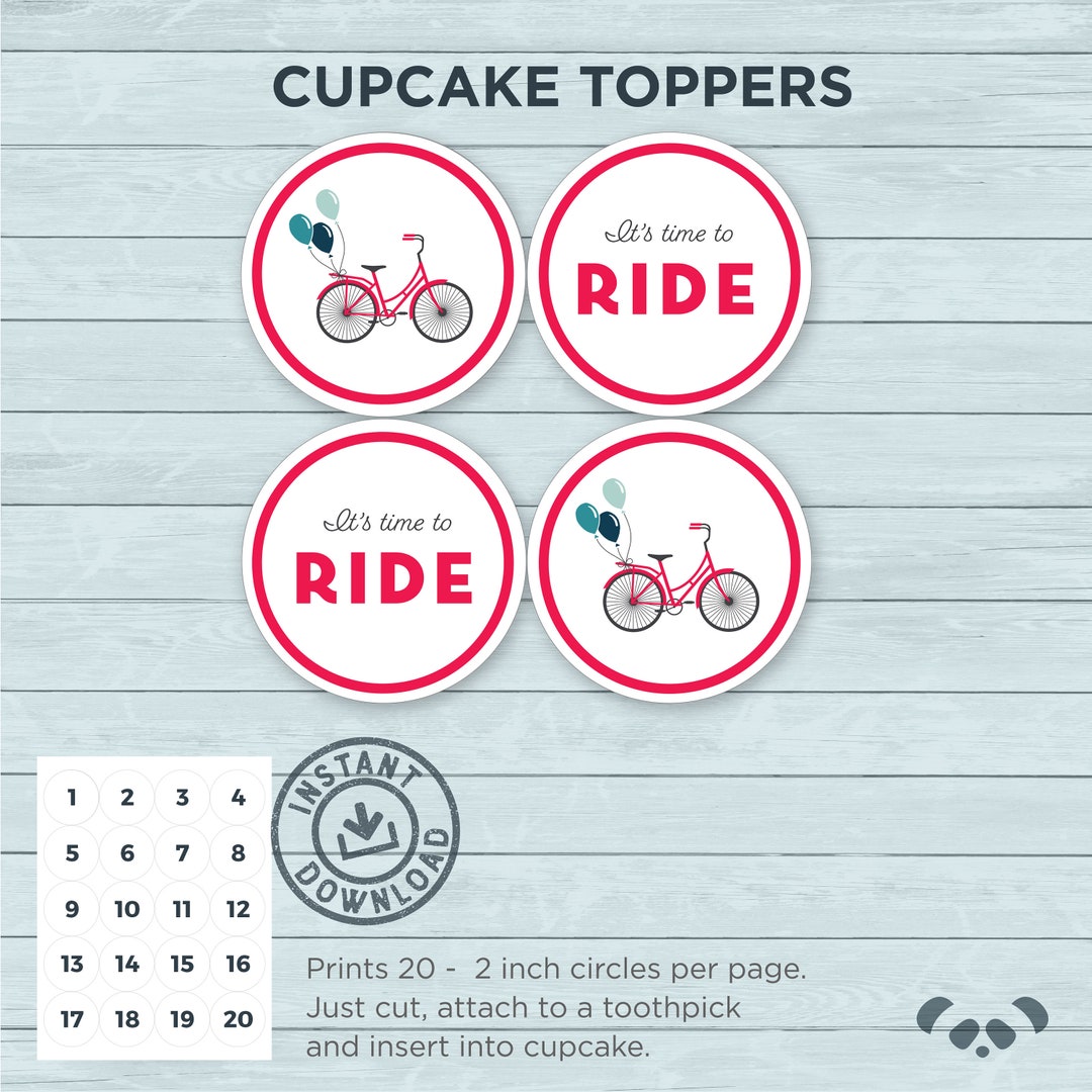 Bicycle Bike Printable Cupcake Toppers | Instant Download Bicycle Bike ...