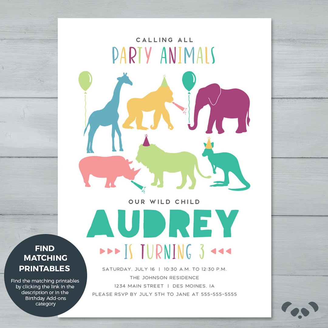 Party Animals Birthday Party Invitation | Party Animal Invite | Giraffe ...