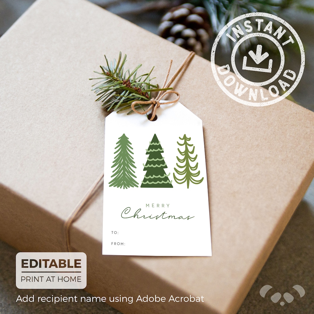 Printable Christmas Gift Tags | Christmas Tree Holiday Gift Tags ...