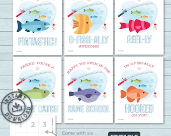 Kids Valentine Cards Fish - Etsy