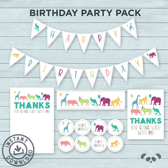 Printable Party Animals Birthday Party Pack Instant Download | Etsy