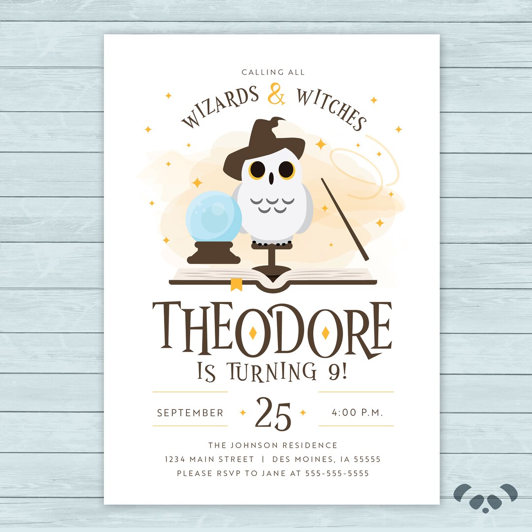 Wizard Witch Witchcraft Magic Birthday Party Invitation | Owl Magic ...
