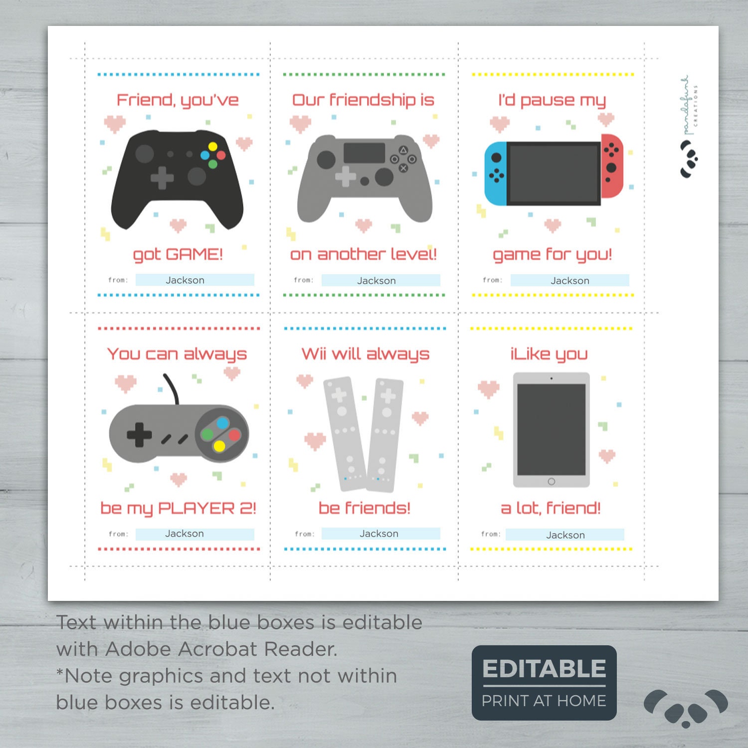 Kids Valentine Cards Video Games Valentines Game | Etsy