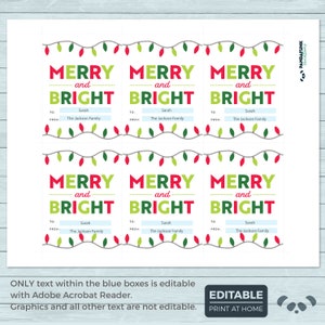 Printable Christmas Gift Tags | Christmas Lights Merry & Bright Holiday ...