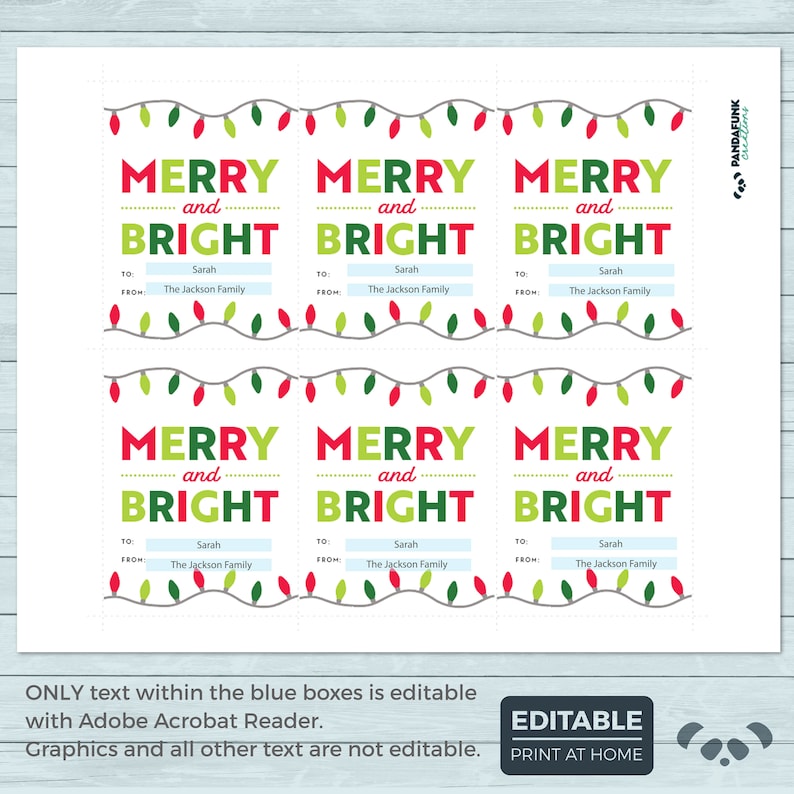 Printable Christmas Gift Tags Christmas Lights Merry & - Etsy