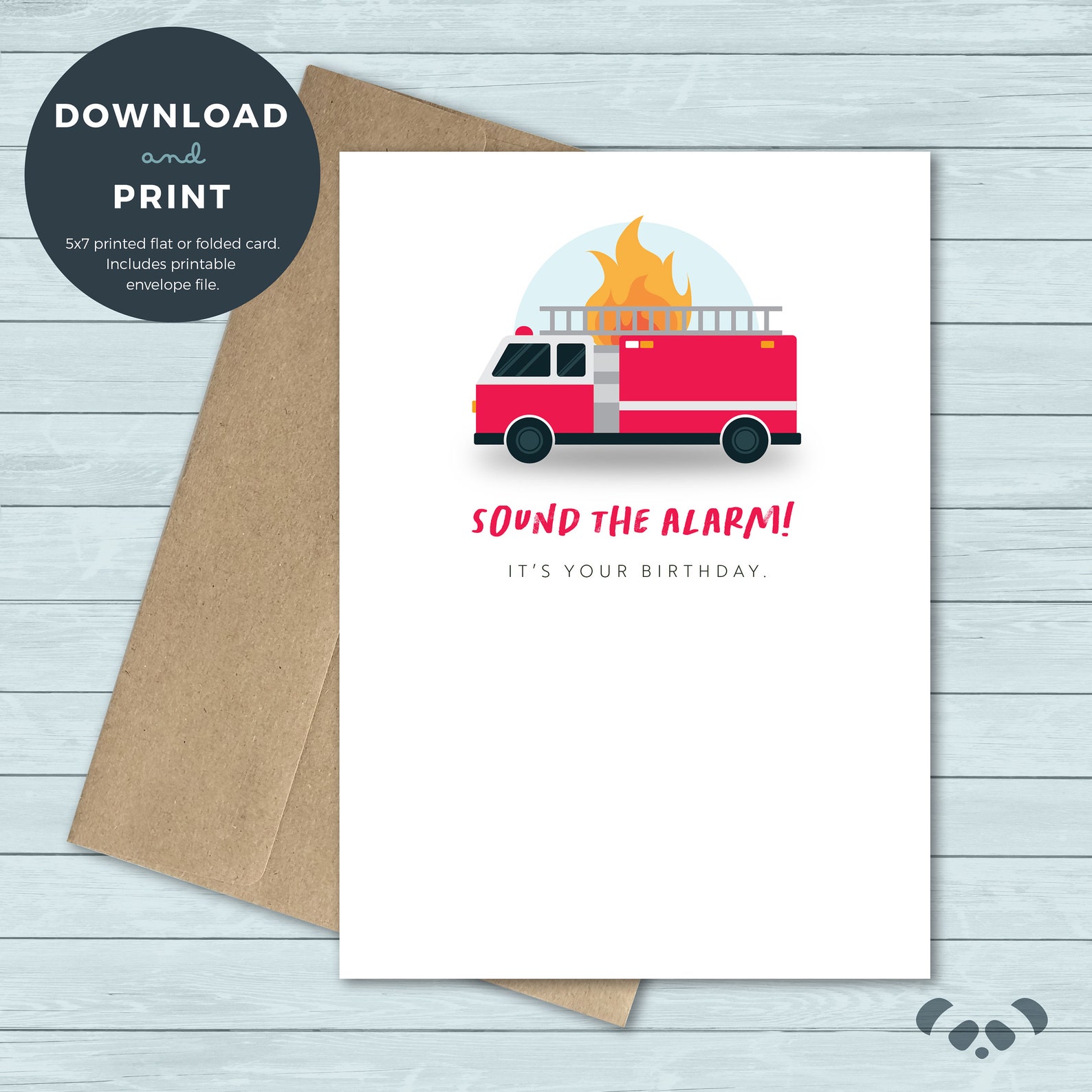 Printable Birthday Card Fire Truck Fire Engine Birthday - Etsy