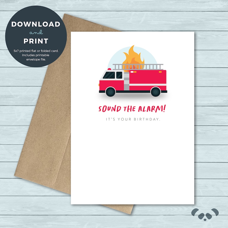 Printable Birthday Card | Fire Truck, Fire Engine Birthday Card ...