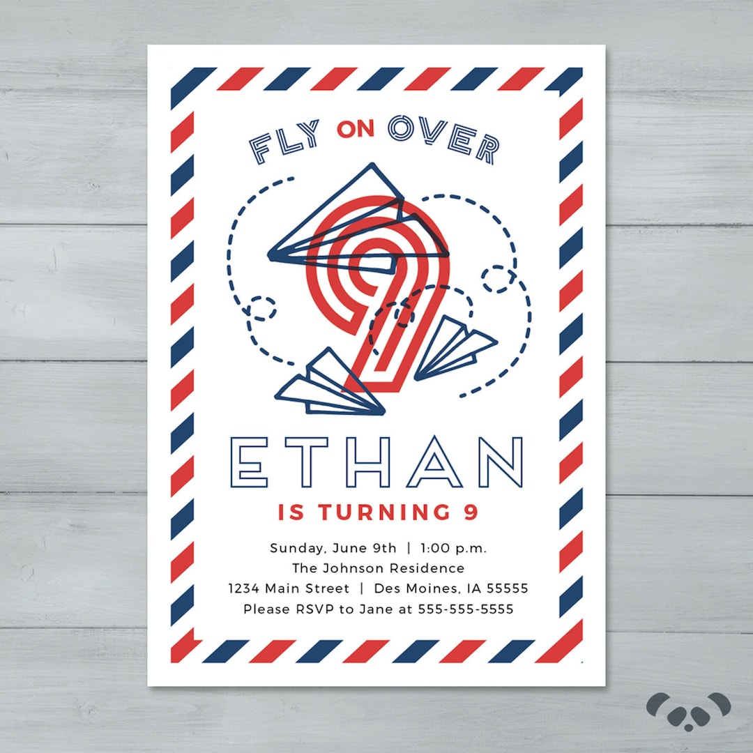 Paper Airplane Birthday Invitation | Airplane Invitation | Paper ...