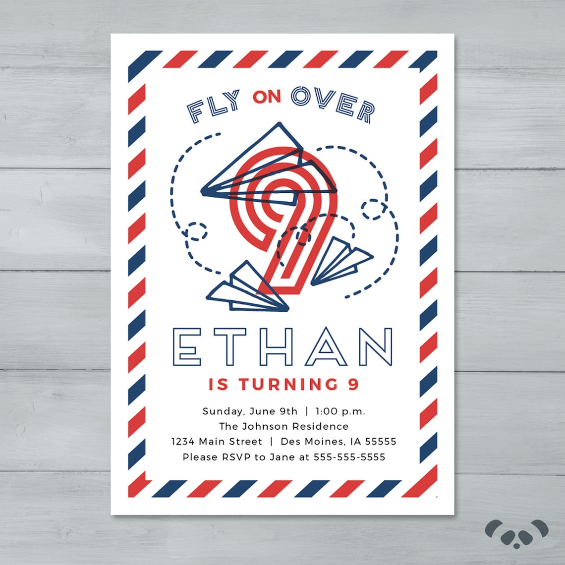 Paper Airplane Birthday Invitation Airplane Invitation | Etsy