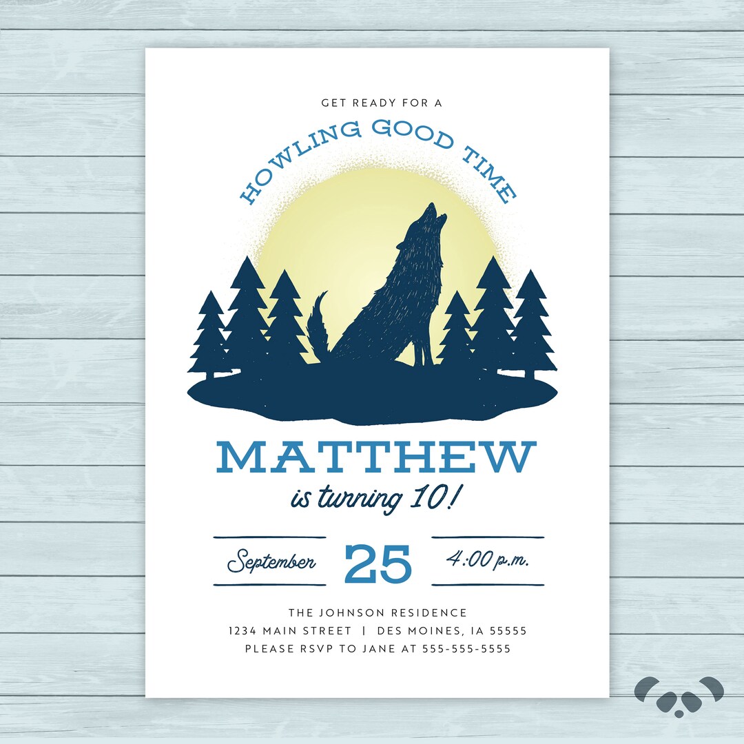 Wolf Birthday Party Invitation | Wolf Invite | Howl Moon Birthday ...