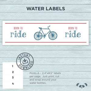 Bicycle Printable Water Labels Instant Download Bicycle | Etsy